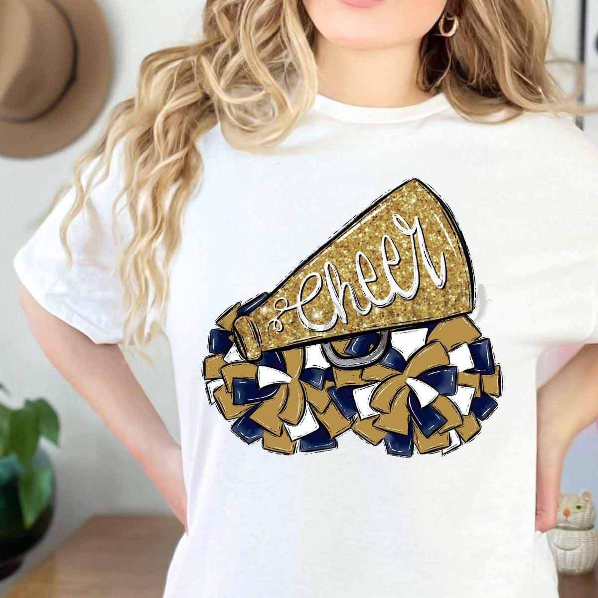 CHEER POMS and MEGAPHONES Navy, White and Vegas Gold Digital Download ...