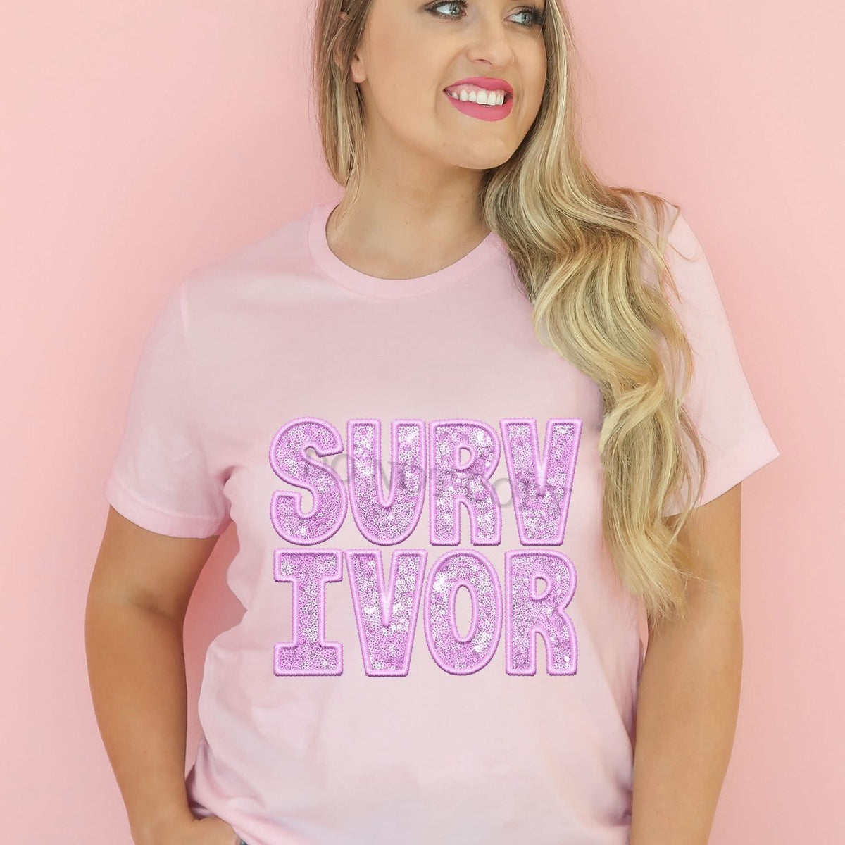 KBD OG BREAST CANCER AWARENESS SURVIVOR Light Pink Faux Embroidery – KB Designs