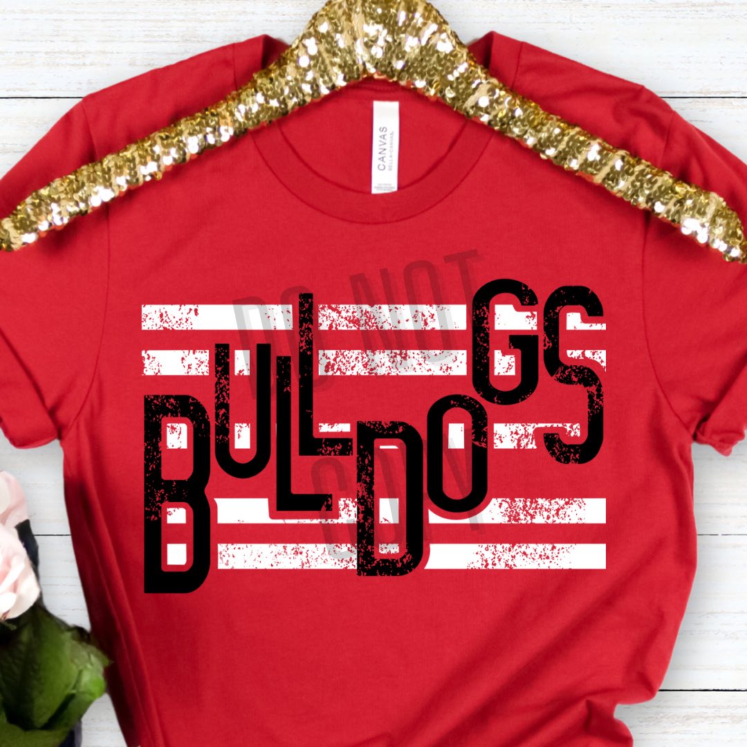 KBD OG Strip Word BULLDOGS White and Black Distressed – KB Designs
