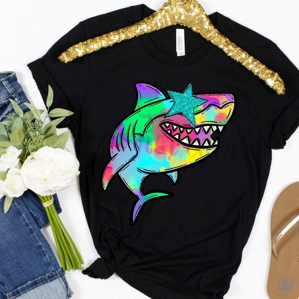 Watercolor Preppy Bright SHARKS Digital Download – KB Designs