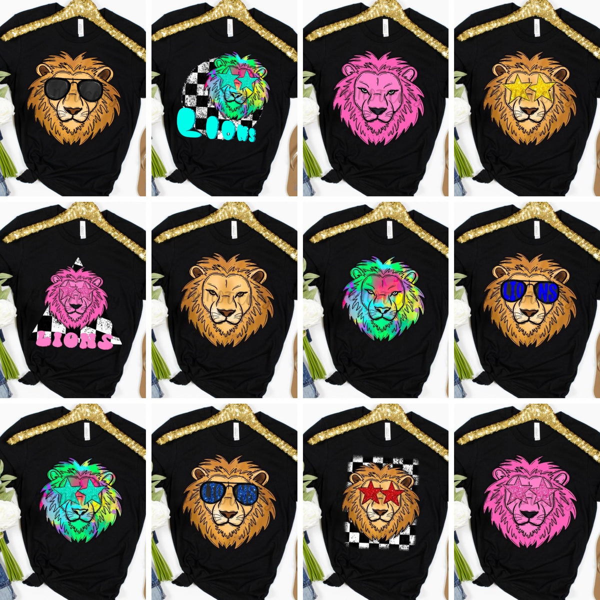 Jazzy Preppy Star Eyed Mascots (with optional Checkerboard Background ...